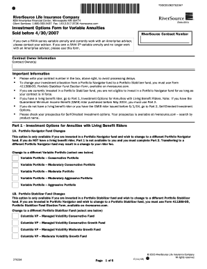 Fillable Online 275234 - Investment Options Form for Variable Annuities ...