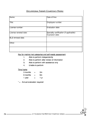 Fillable Online npaonline OCCUPATIONAL THERAPY COMPETENCY PROFILE - npaonline Fax Email Print ...