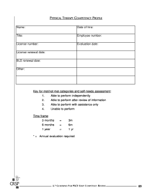 Fillable Online npaonline PHYSICAL THERAPY COMPETENCY PROFILE ...