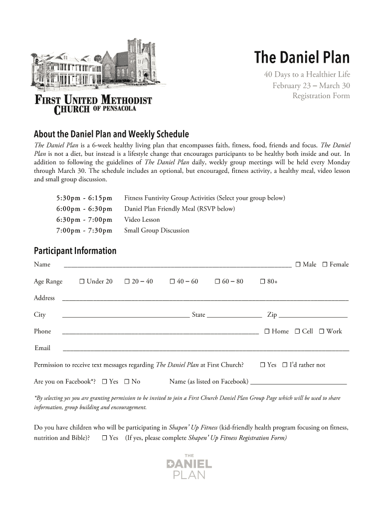 Fillable Online The Daniel Plan Fax Email Print - pdfFiller