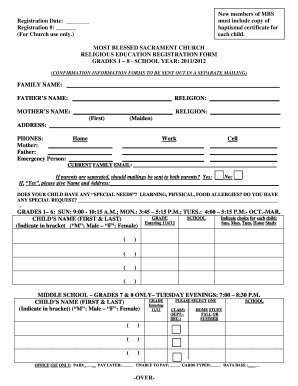 Fillable Online mostblessedsacrament REGISTRATION FORM PAGE 1 - Most ...