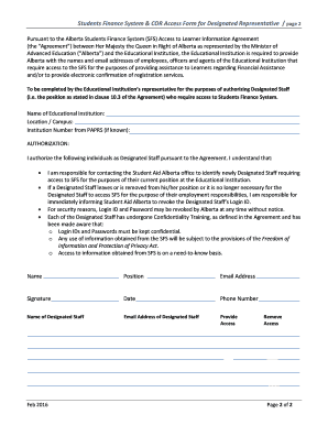 Fillable Online SFS-COR Access Form - studentaidalbertaca Fax Email ...