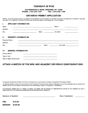 Fillable Online Driveway permit application WEBPDF Fax Email Print ...