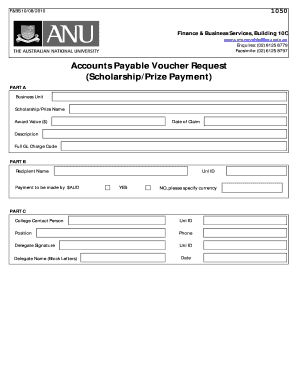 Fillable Online Accounts Payable Voucher Request ScholarshipPrize ...