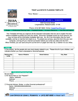 Fillable Online Estate_Planning_Template Test.pdf - EstatePlansPlus.com ...