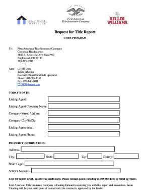 Fillable Online Request for Title Report - National Real Estate Law ...