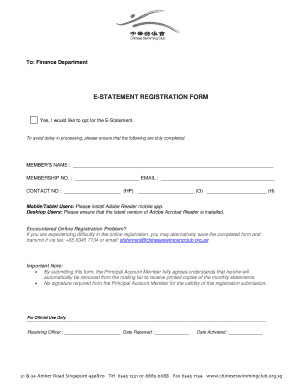 Fillable Online E-STATEMENT REGISTRATION FORM Fax Email Print - pdfFiller