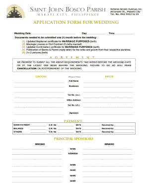 Fillable Online SJB Wedding Application Form 2015 - sjbmakaticom Fax ...