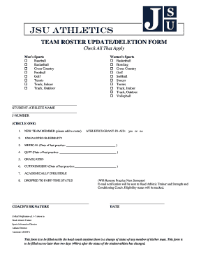 Fillable Online Team Roster Add/Delete Form Fax Email Print - pdfFiller