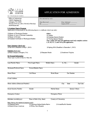 Fillable Online 2013 2014 Masters Degree Application Fax Email Print ...