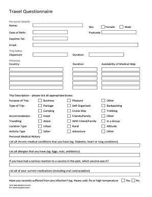 Fillable Online Travel Questionnaire new - beasygpbbnetb Fax Email ...