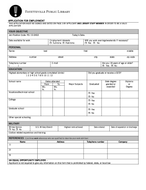 Fillable Online Application for employment your objective personal ...