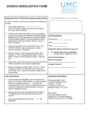 Fillable Online umcno SOURCE NEEDLESTICK FORM - umcno Fax Email Print ...