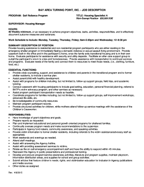 Fillable Online PROGRAM Self Reliance Program Fax Email Print - pdfFiller