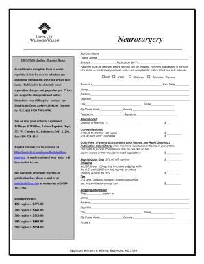 Fillable Online REPRINT / PUBLICATION FEES ORDER FORM Fax Email Print ...