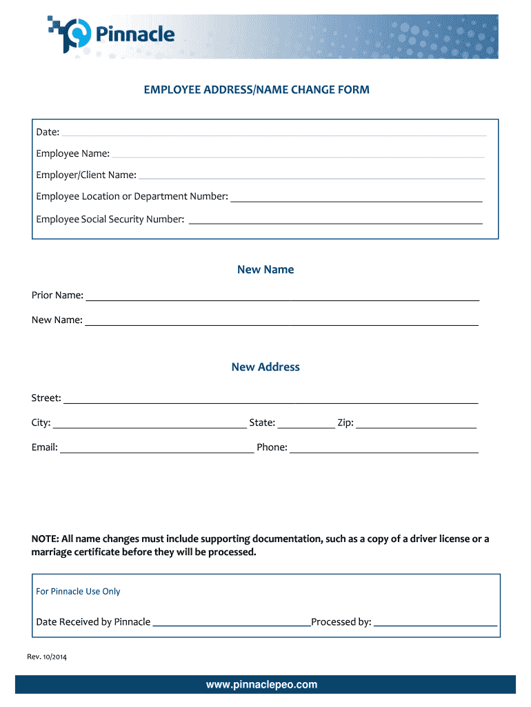 Fillable Online Employee AddressName Change Request Employee ...
