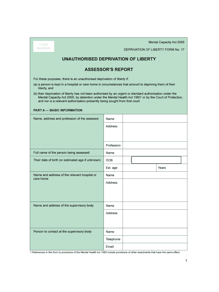 Fillable Online UNAUTHORISED DEPRIVATION OF LIBERTY Fax Email Print ...