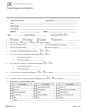 Fillable Online Truckers Supplemental Application - Joseph Krar ...