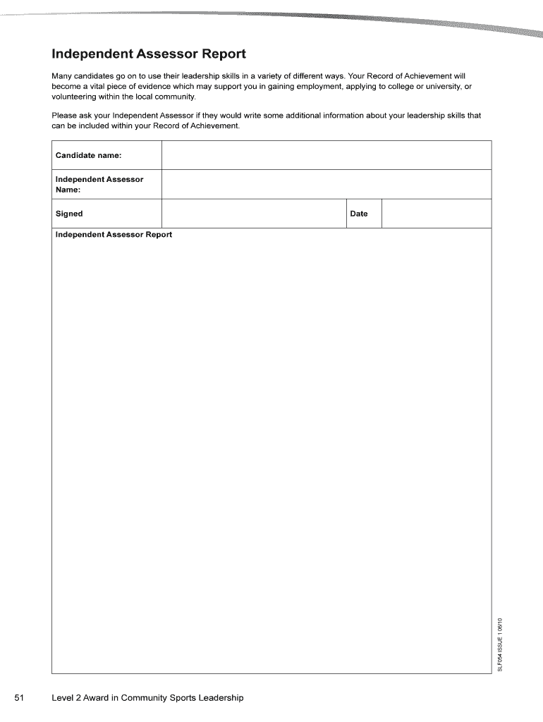 Fillable Online bws-school org Independent Assessor Report - Bishop ...
