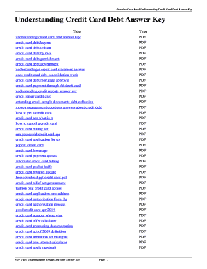 Fillable Online Understanding Credit Card Debt Answer Key understanding ...