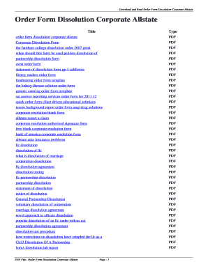 Fillable Online Order Form Dissolution Corporate Allstate. order form ...
