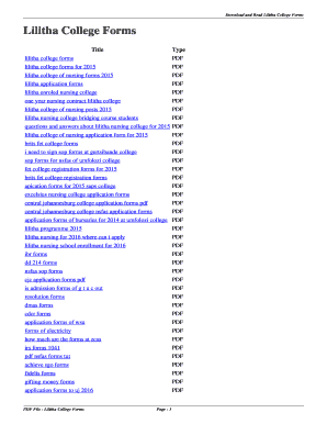Fillable Online Lilitha College Forms Fax Email Print - pdfFiller