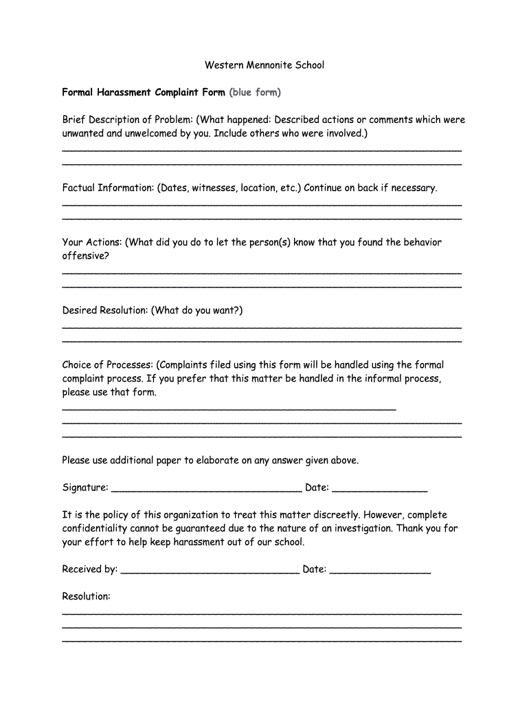 Fillable Online westernmennoniteschool The formal process ...