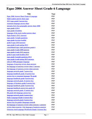 Fillable Online Eqao 2006 Answer Sheet Grade 6 Language eqao 2006 ...