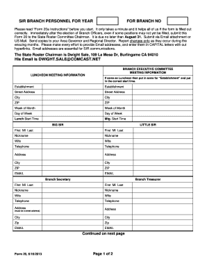 Fillable Online sirinc SIR BRANCH PERSONNEL FOR YEAR Fax Email Print - pdfFiller