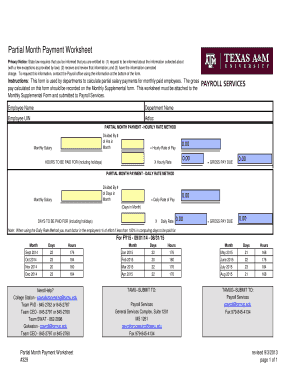 Fillable Online payroll tamu Partial Month Payment Worksheet - Texas AM ...