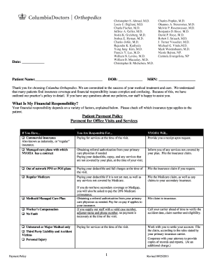Fillable Online Patient Name DOB MRN - Columbia Ortho Fax Email Print ...