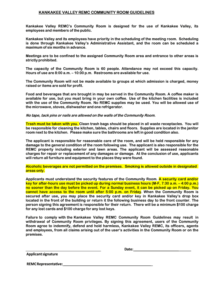 Fillable Online Kankakee valley remc community room guidelines - KVREMC ...