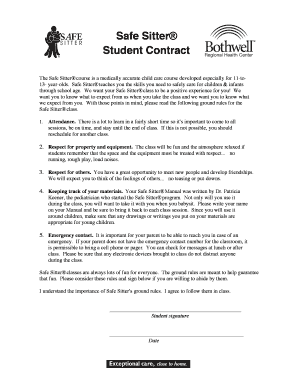 Fillable Online brhc Safe Si Safe Sitter Student Co fe Sitter Student ...