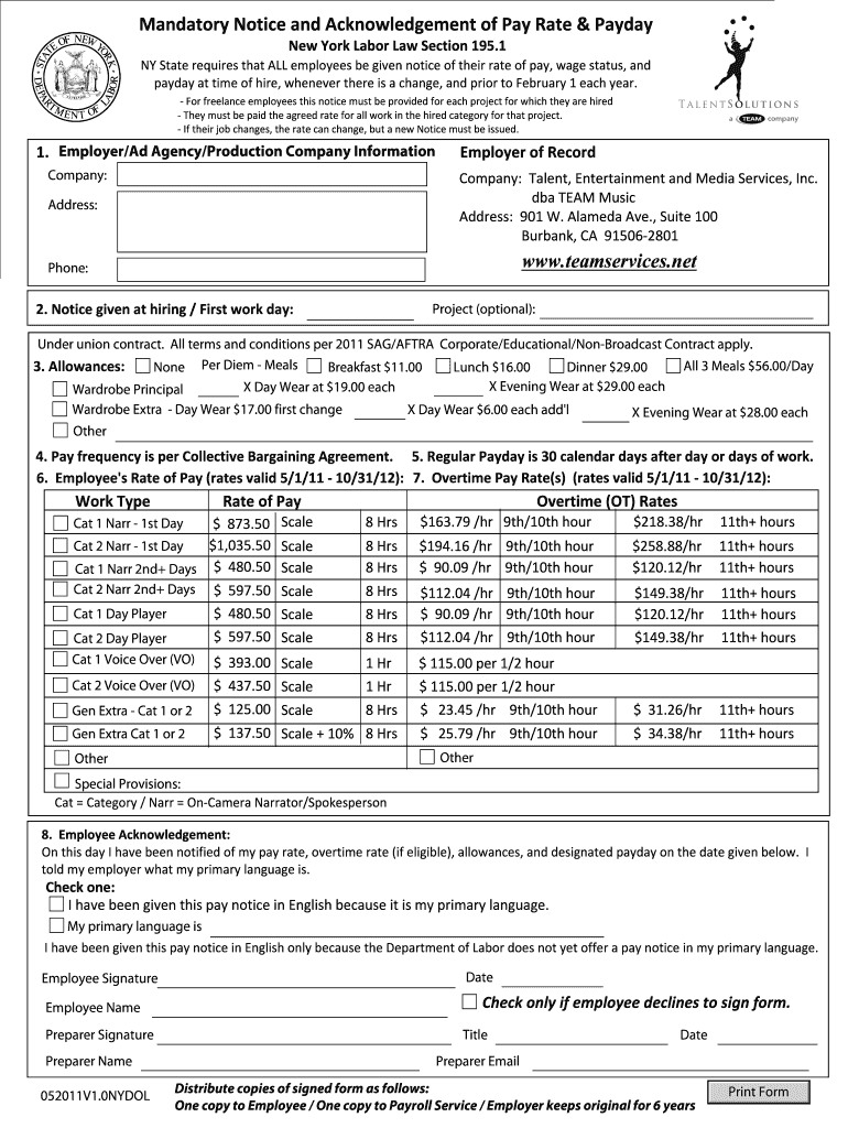 Fillable Online New York Labor Law Section 195 Fax Email Print - pdfFiller