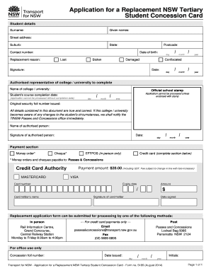 Fillable Online campion edu Application for a Replacement NSW Tertiary ...