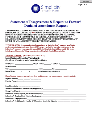 Fillable Online Statement of Disagreement amp Request to Forward Denial of Fax Email Print ...