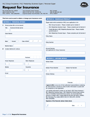 Fillable Online MLC Group Insurance MLC MasterKey Business Super Fax Email Print - pdfFiller
