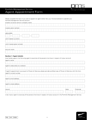 Fillable Online Portfolio Management Service Agent Appointment Form Fax ...