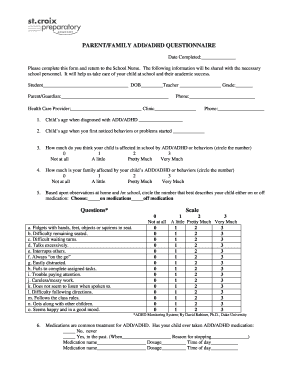 Fillable Online PARENTFAMILY ADDADHD QUESTIONNAIRE - St Croix Prep Fax ...