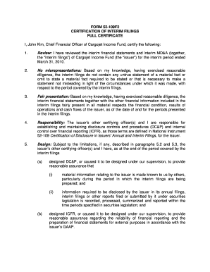 Fillable Online CFO Certificate Q1 2010 Fax Email Print - pdfFiller