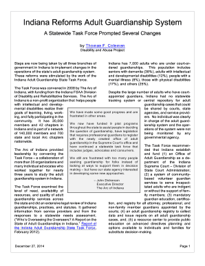 Fillable Online Indiana Reforms Adult Guardianship System Fax Email ...
