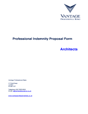 Fillable Online vantageprofessionalrisks co Architects PI Proposal Form ...