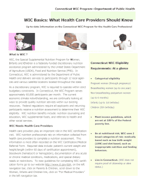 Fillable Online Connecticut WIC ProgramDepartment of Public Health Fax ...