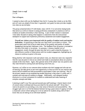 Fillable Online Sample Letter to staff Fax Email Print - pdfFiller