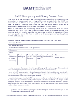Fillable Online bamt BBAMTb Photography and Filming Consent Form - bamt ...
