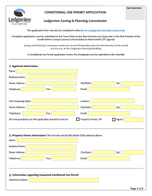 Fillable Online Date Submitted CONDITIONAL USE PERMIT APPLICATION Fax ...