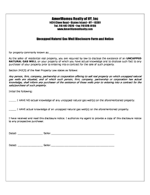 Fillable Online Uncapped Natural Gas Well Disclosure Form and Noticedoc ...