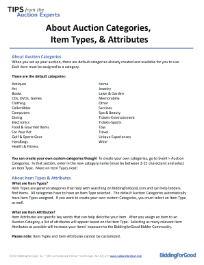 Fillable Online About Auction Categories, Fax Email Print - pdfFiller