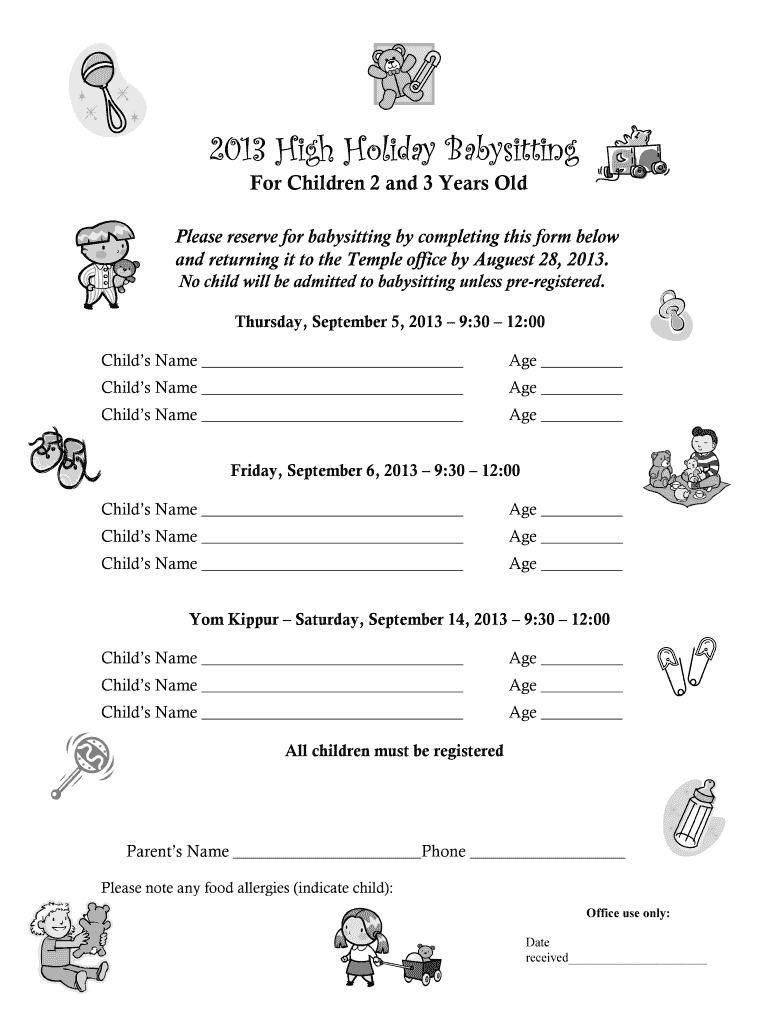 Fillable Online bethelallentown HHD - Babysitting Registration Form ...