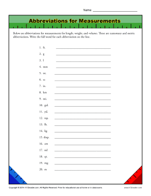 Fillable Online Abbreviations for Measurements Fax Email Print - pdfFiller